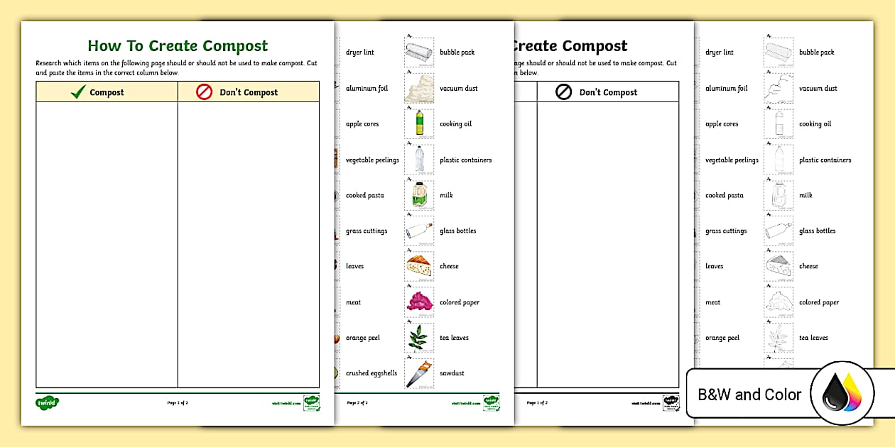 How To Create Compost Activity Sheet for Kids | Twinkl USA