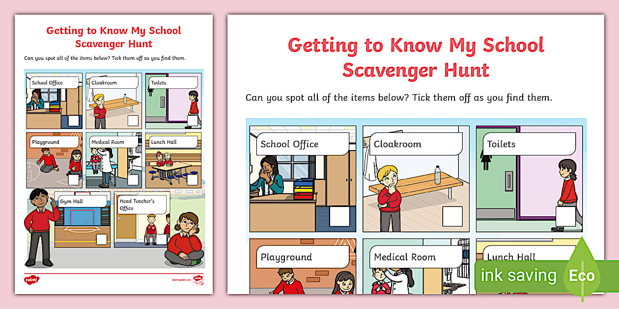School Scavenger Hunt - Get To Know the School Game - Twinkl