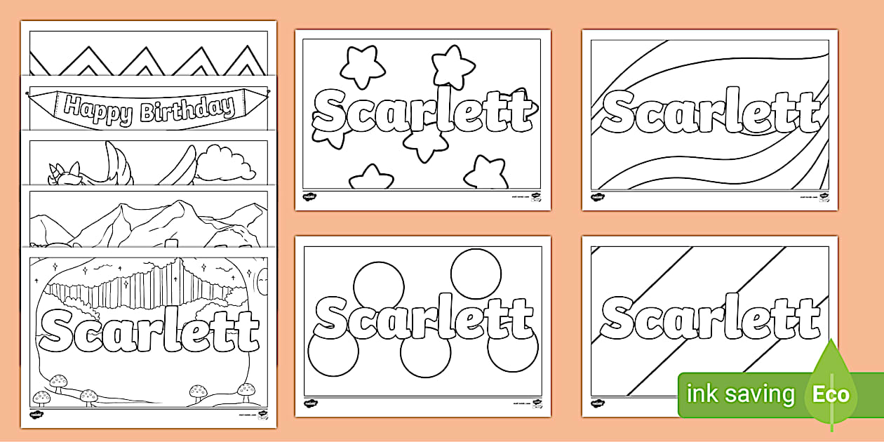 Scarlett Name Simple Colouring Activity Sheets | Twinkl KS1