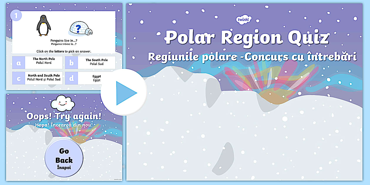 Polar Regions Animal Habitats Quiz PowerPoint English/Romanian