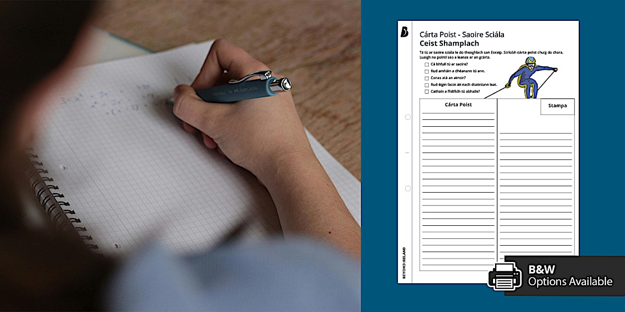 Cárta Poist Saoire Sciála Ceist Shamplach - Twinkl