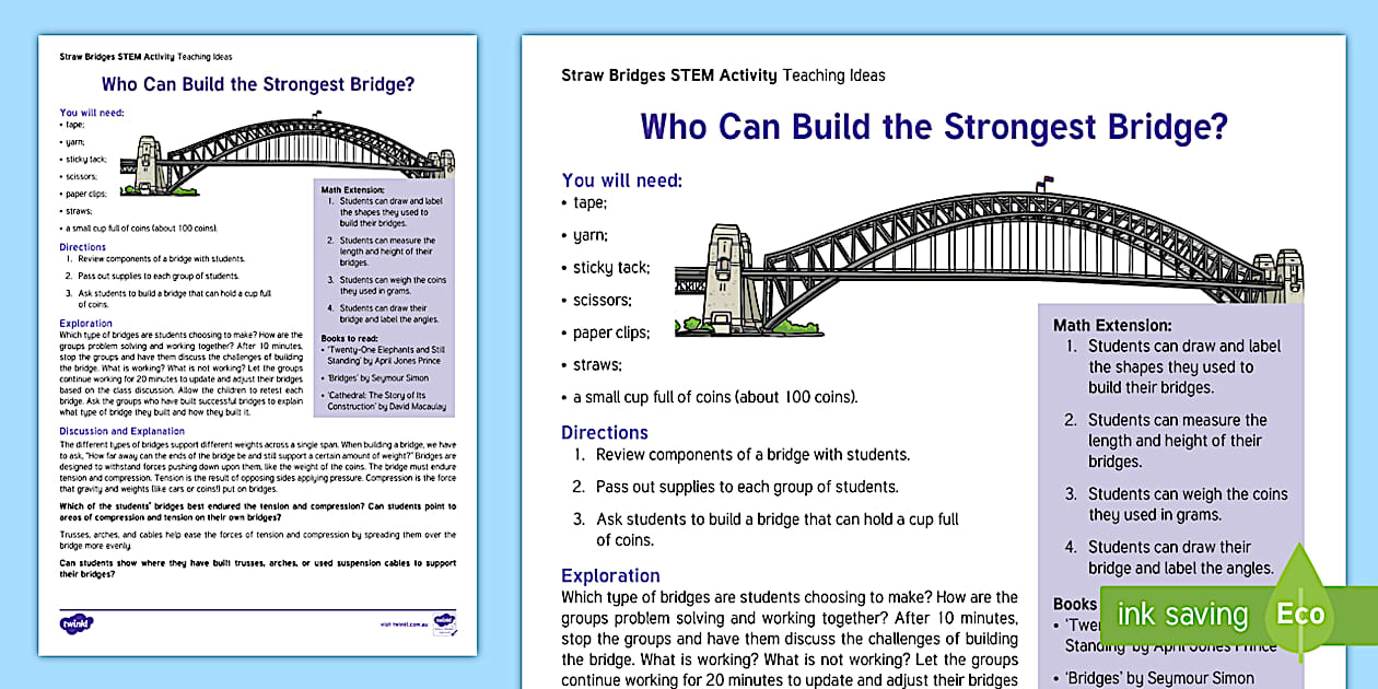 Bridge Building Activity | STEM | Primary Resource - Twinkl
