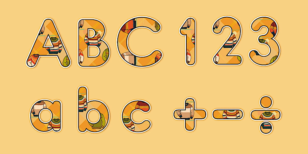 Fall Sweater Weather Bulletin Board Letters and Numbers