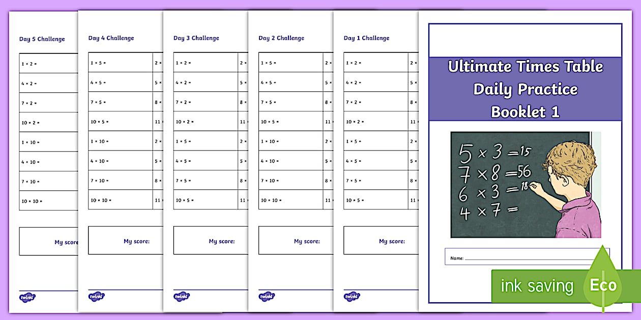 Editable Ultimate Times Table Daily Practice Booklet 1
