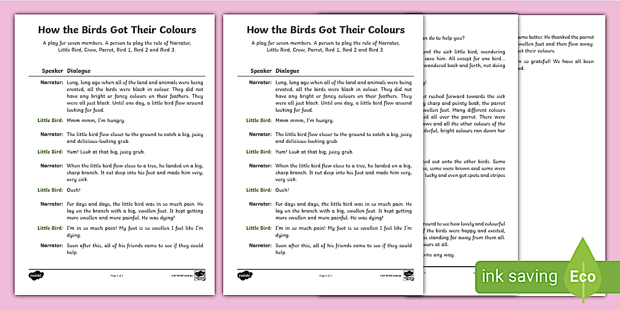 How the Birds Got Their Colours Play Script - Twinkl