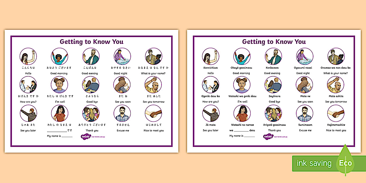 TAS Getting To Know You Word Mat Japanese (professor feito)