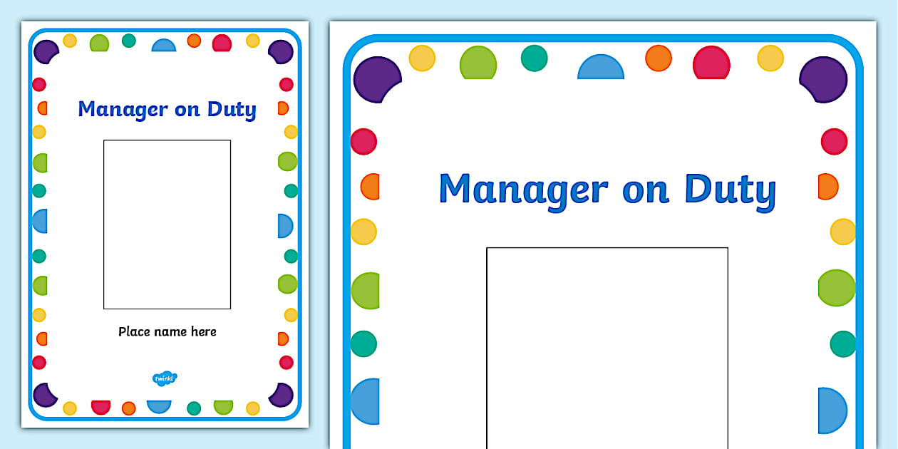 Manager on Duty Sign (teacher made) - Twinkl