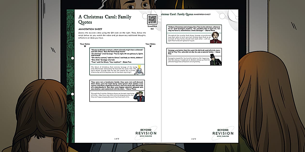 A Christmas Carol: Family Key Quotes Annotation Sheet