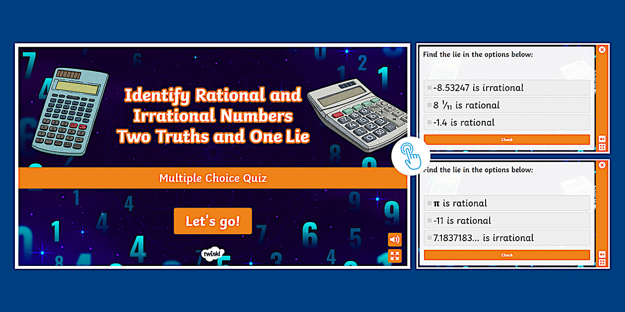 Eighth Grade Identify Rational and Irrational Numbers Two Truths and ...