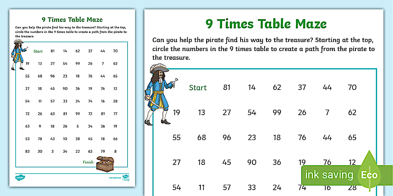👉 9 Times Table Maze Activity (teacher made) - Twinkl