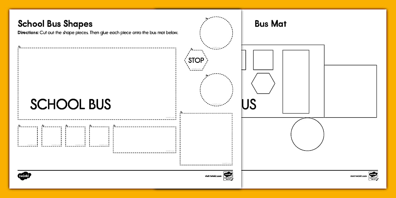 School Bus Shapes Cut and Paste Activity (Teacher-Made)