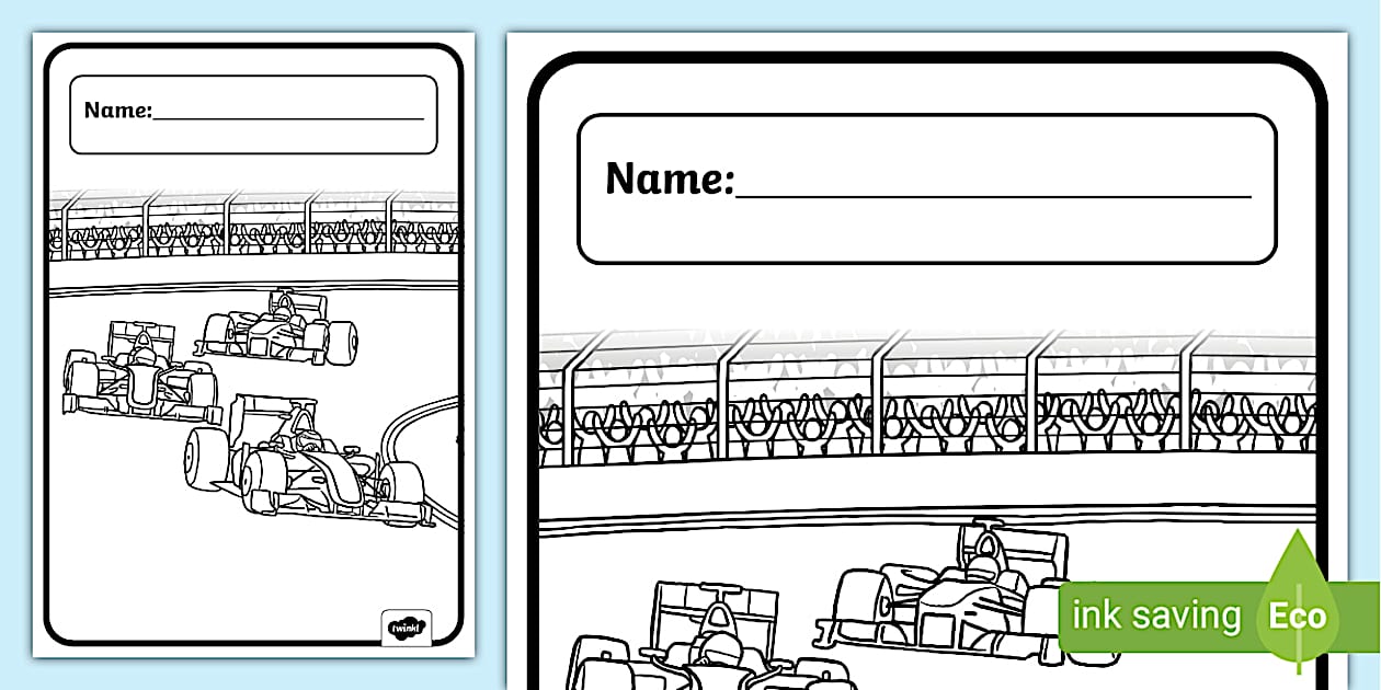 Automobile Racing Colouring Book Cover (Teacher-Made)