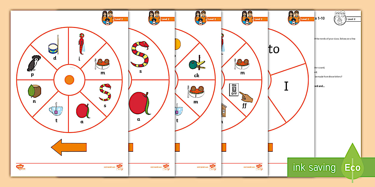 Twinkl Phonics Level 2 Sound Spinners (teacher made)