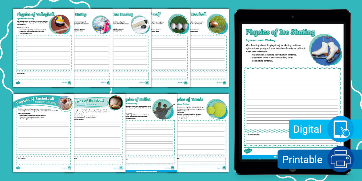 Physics of Sports Writing Activity Pack for 6th-8th Grade