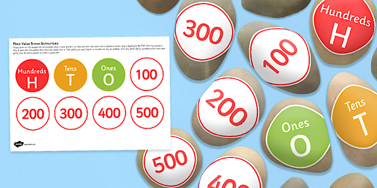 Black and White Place Value Stones - Twinkl