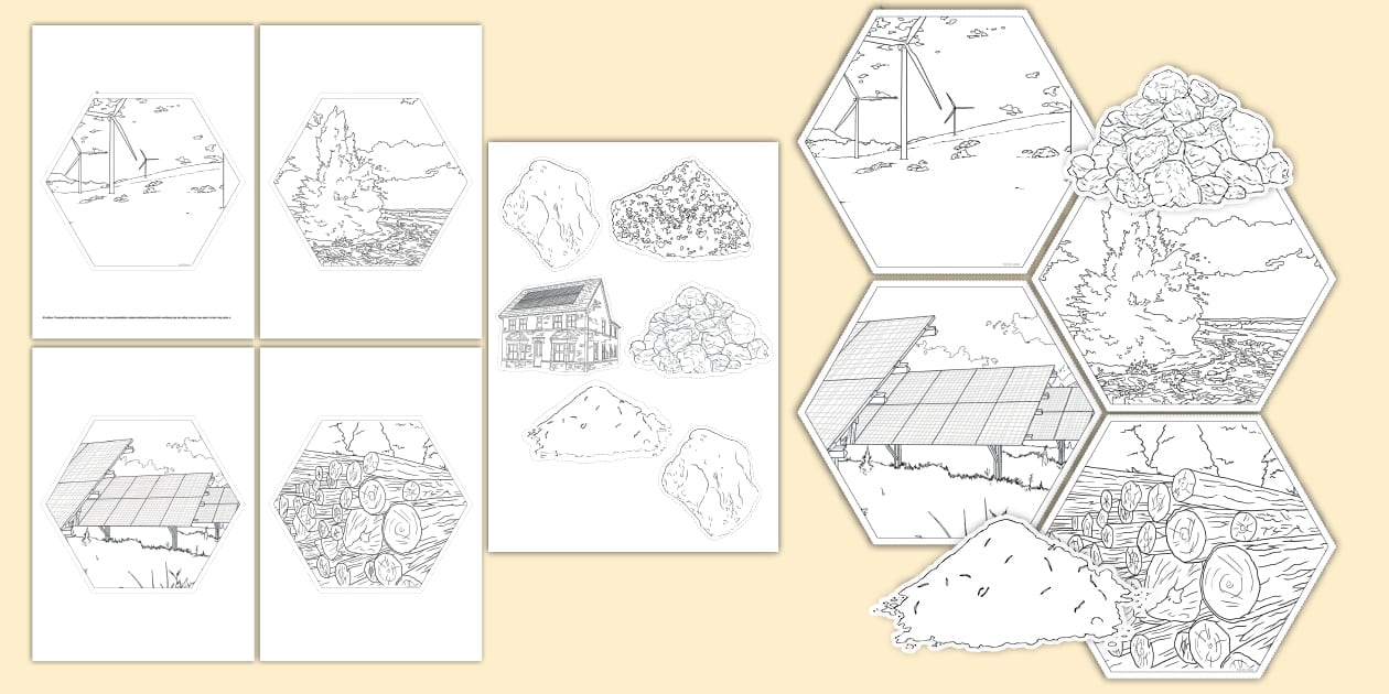 Natural Resources Hexagon Display Colouring Activity