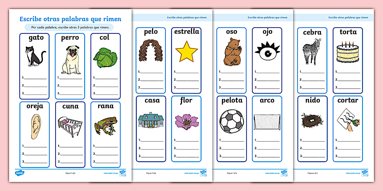 Ficha de actividad: Escribe otras palabras que rimen