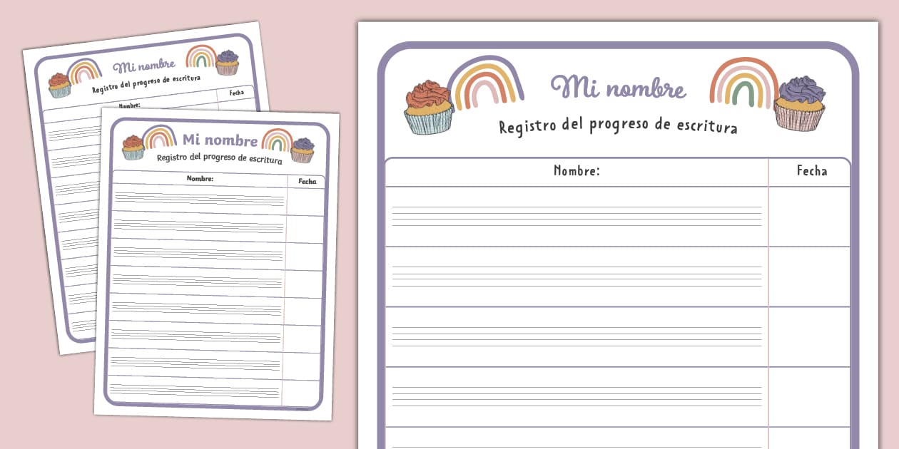 Pauta de escritura: Progreso de escritura de mi nombre