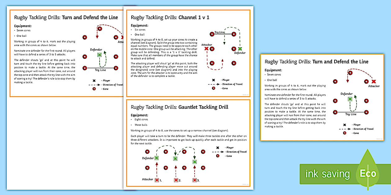 Rugby: Drills to Develop Tackling Cards (teacher made)