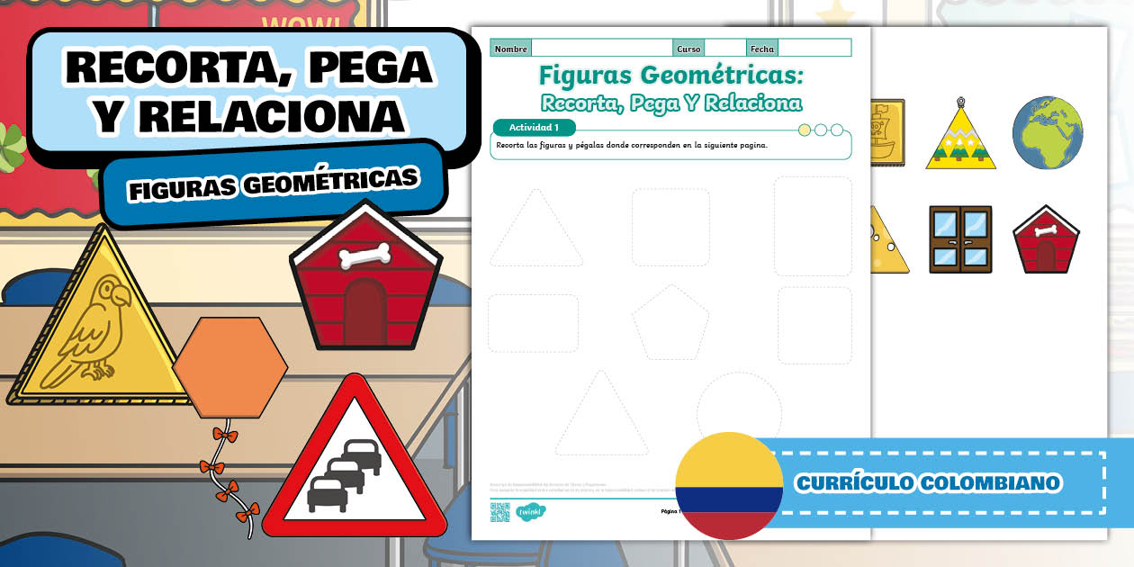 Figuras geométricas: recorta y relaciona - Twinkl Colombia