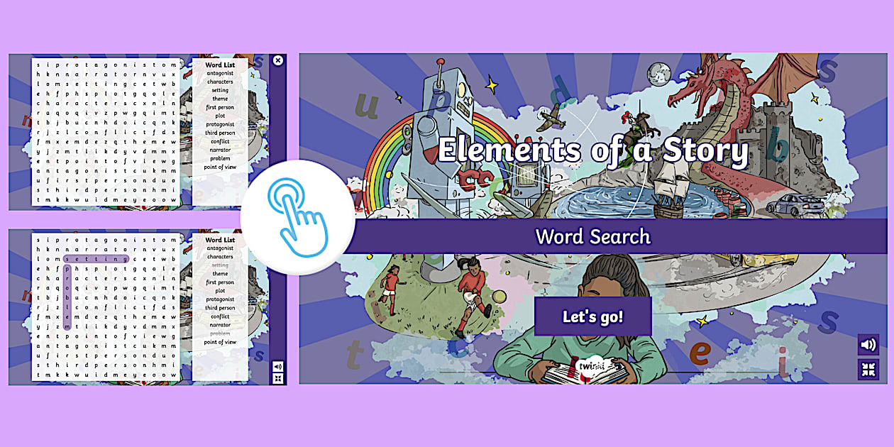 Elements of a Story Interactive Word Search (Teacher-Made)