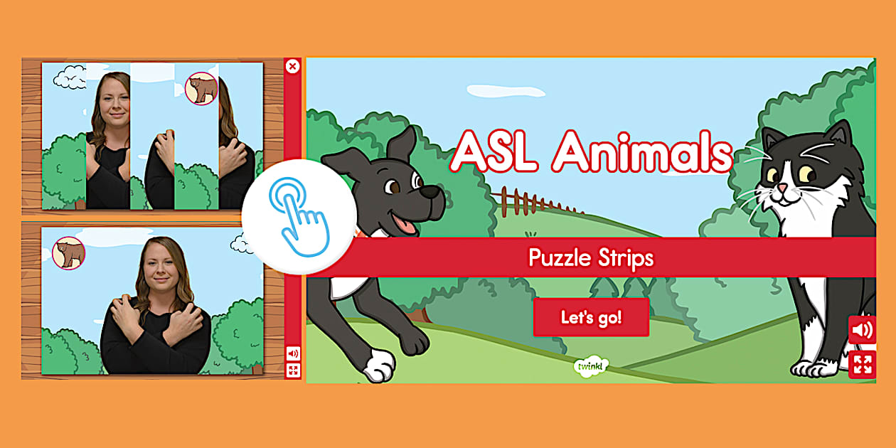 ASL Animal Interactive Puzzle Strips (teacher made) - Twinkl