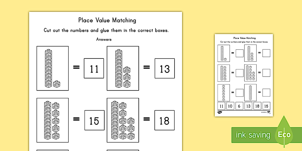 Place Value Tens and Units Cut and Paste Worksheet / Worksheet