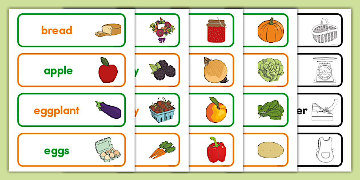 Farmer's Market Dramatic Play Word Cards (teacher made)