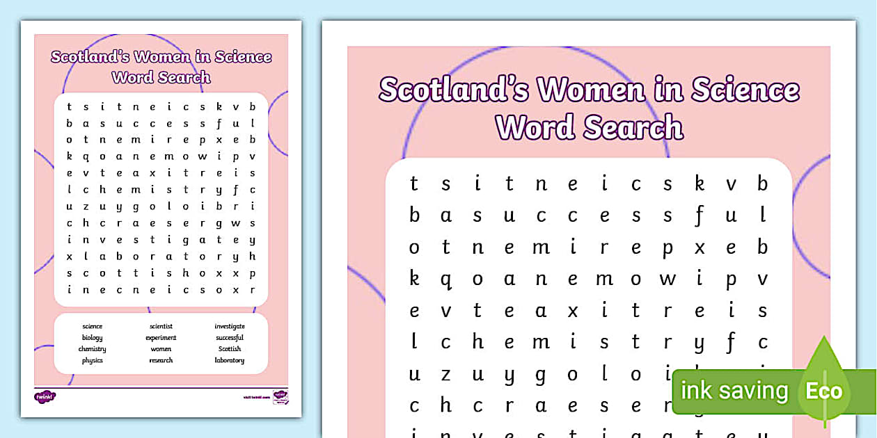 Scotland's Women in Science Word Search (Teacher-Made)