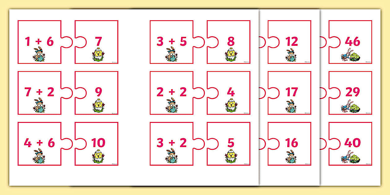 👉 Easter Addition Link Puzzle Activity (teacher made)