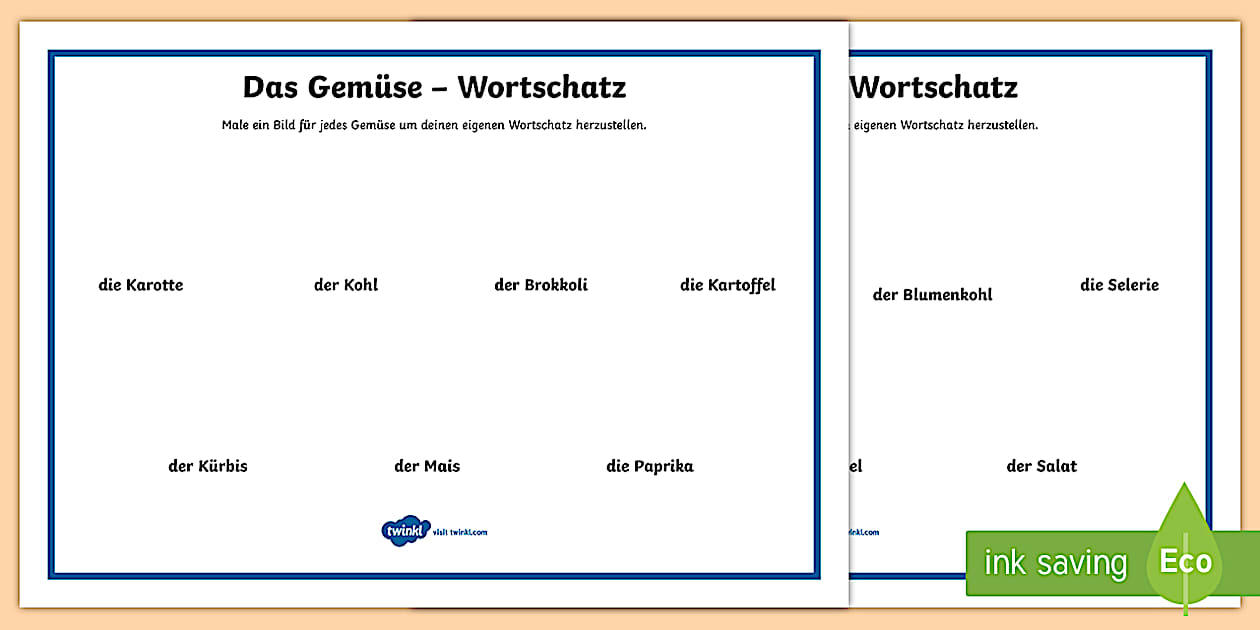 Draw Your Own Vegetable Word Mat German - Twinkl