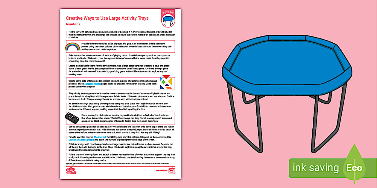 EYFS Creative Ways to Use Large Activity Trays: Number 7