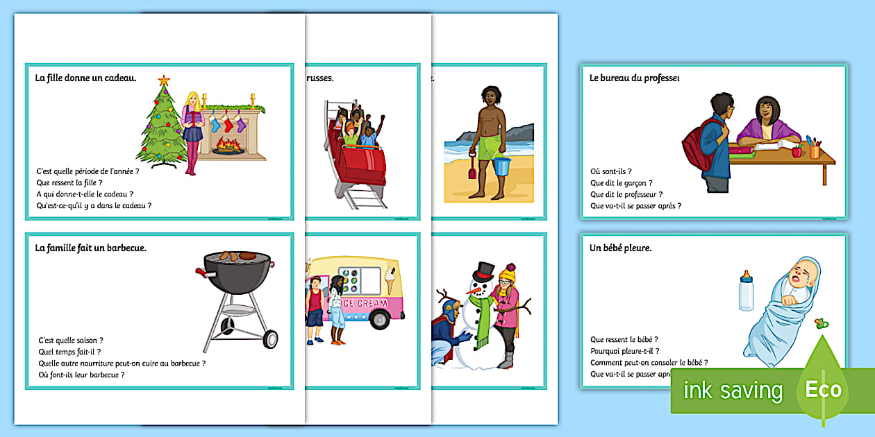 Inference Resources Scene and Question Cards French - Twinkl