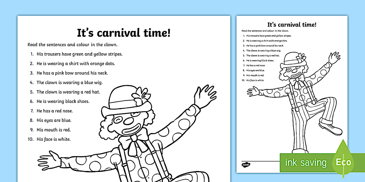 Carnival in Spain Read and Colour