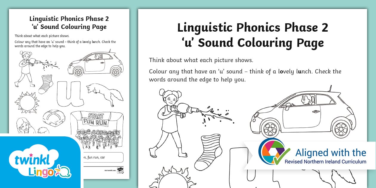 Linguistic Phonics Phase 2 'u' Sound Colouring Page