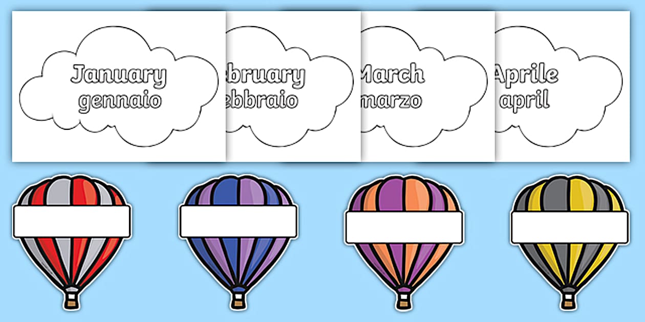 Editable Hot Air Balloon Birthday Display Pack - Italian / English ...
