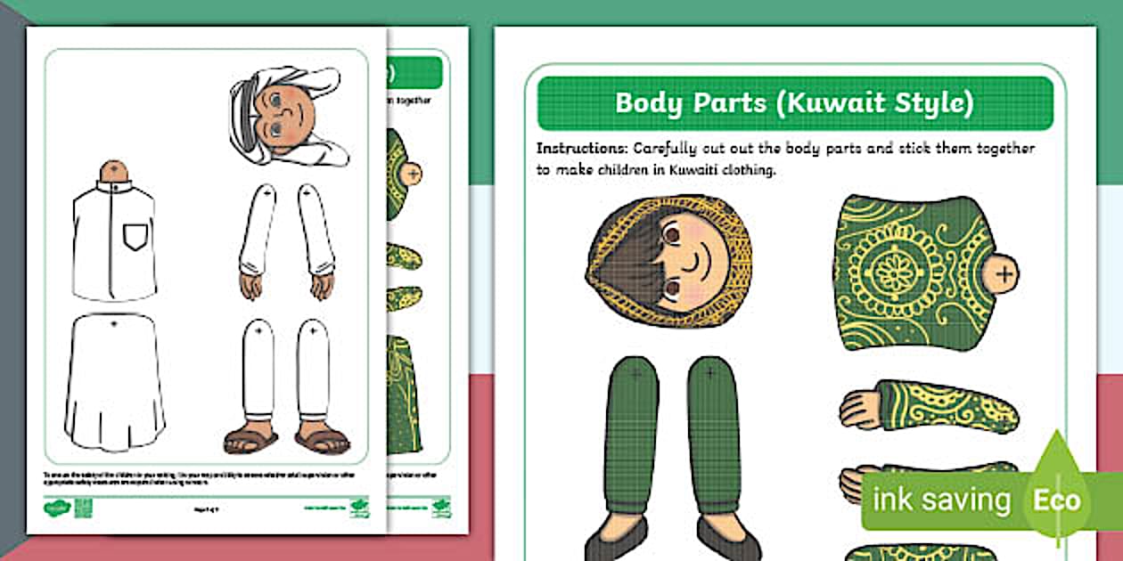 Body Parts (Kuwait Style) - Cut and Stick Activity - Twinkl