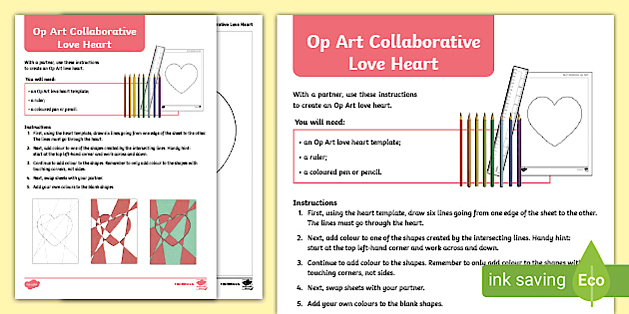 Op Art Collaborative Love Heart Art Activity (teacher made)