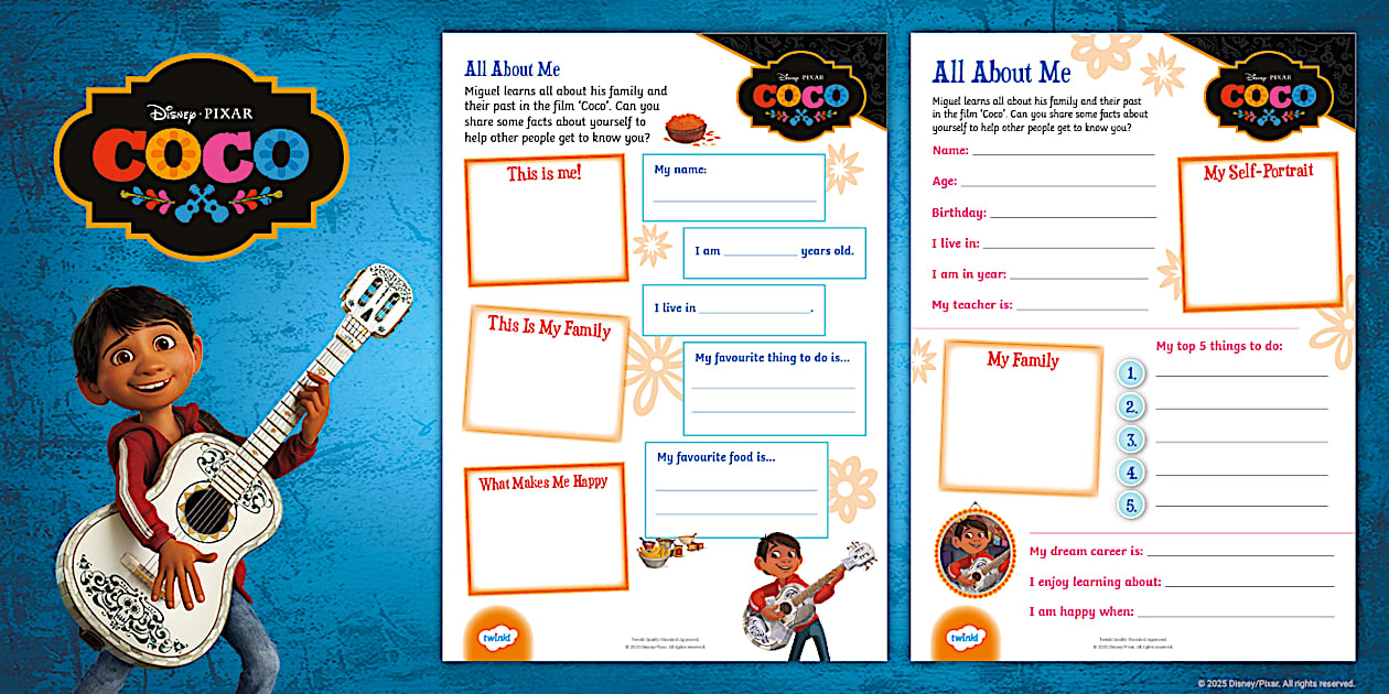 Coco: All About Me Worksheets