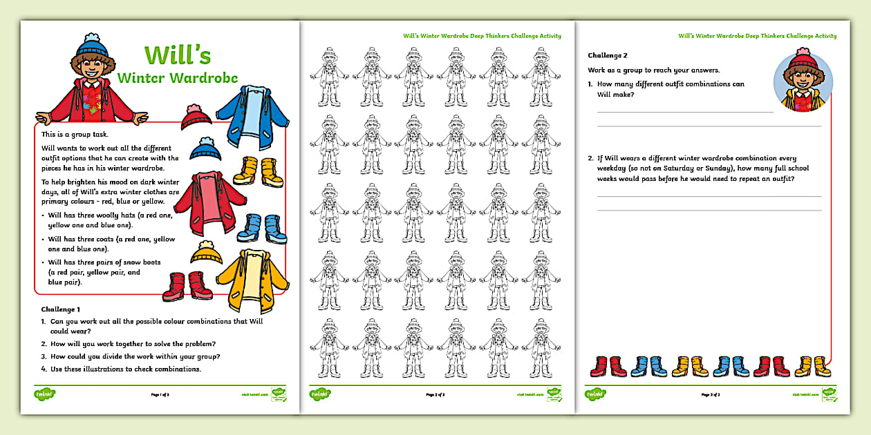 Will's Winter Wardrobe Deep Thinkers Challenge Activity