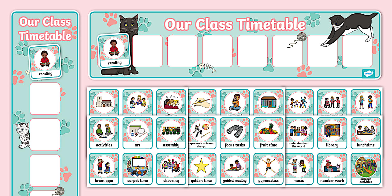 Cat-Themed Reception Visual Timetable - Twinkl