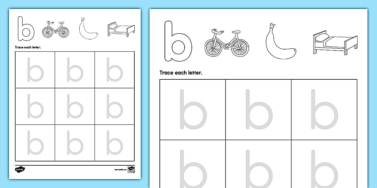 Lowercase Letter b Tracing Worksheet - Twinkl