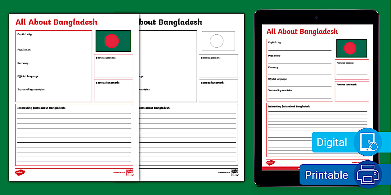 All About Bangladesh Research Worksheet (teacher made)