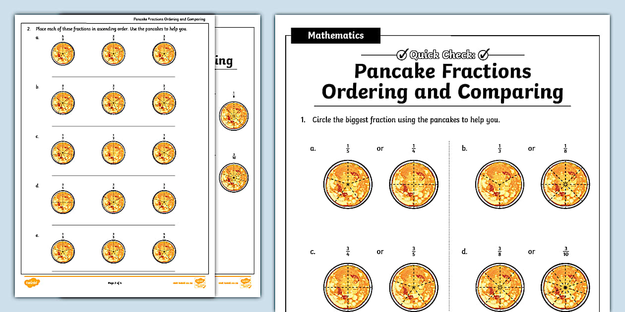 Pancake Fractions Ordering Activity - Twinkl