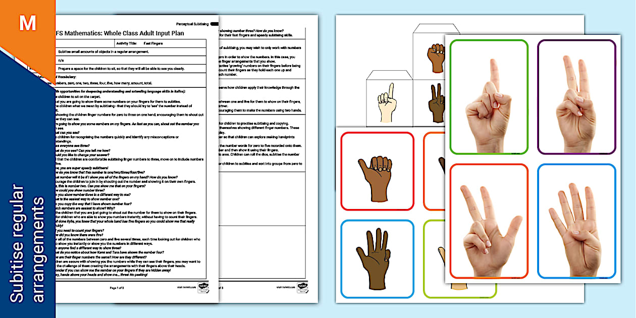 Kindergarten Fast Fingers Subitising Activity Plan and Resource Pack