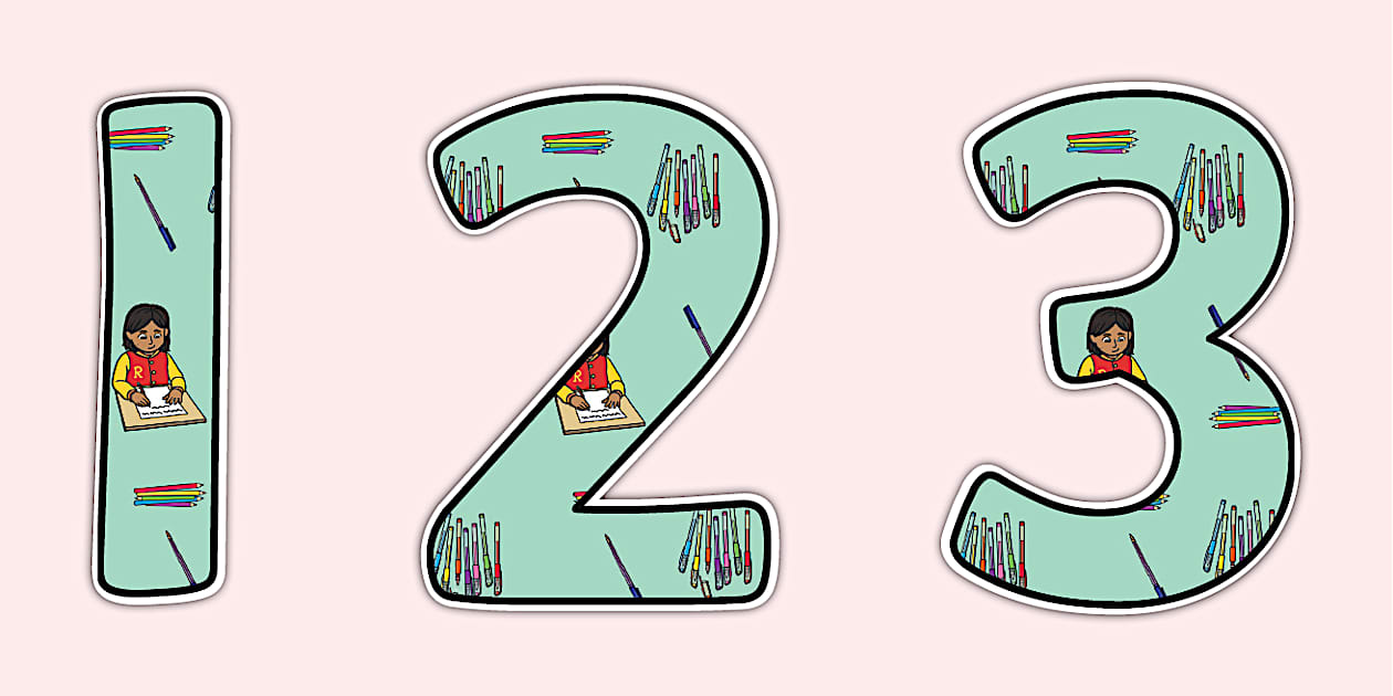 English Themed Display Numbers (teacher made) - Twinkl