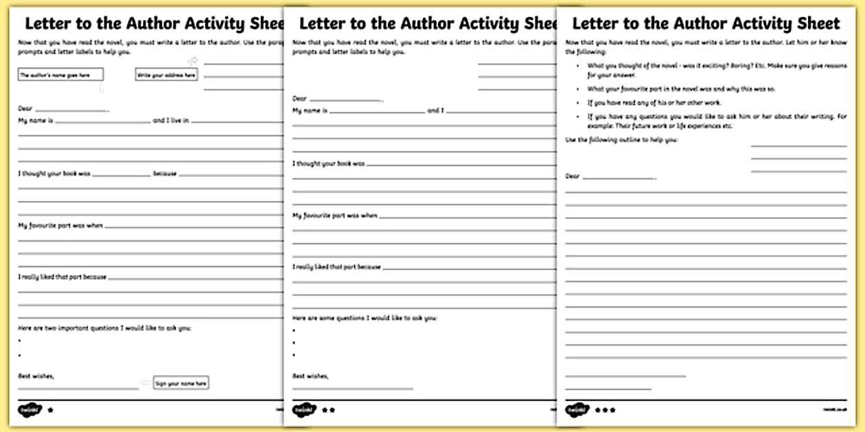 Writing a Letter to an Author - Primary Resources - KS2