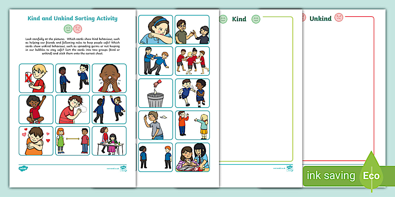 Editable Kind and Unkind Sorting Activity - Twinkl