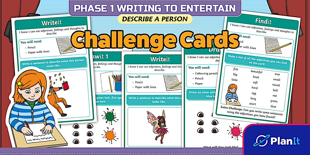 Ph1 Writing to Entertain Describe a Person Challenge Cards