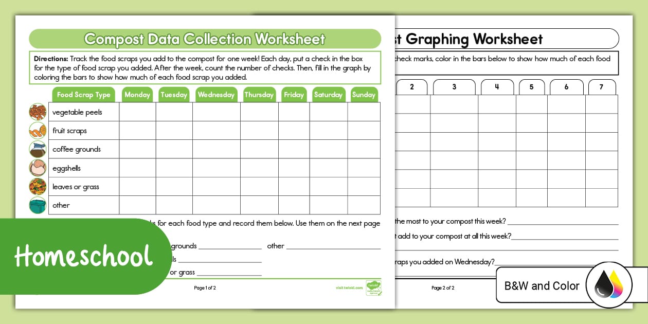 Compost Graphing Worksheet for Younger Children - Twinkl